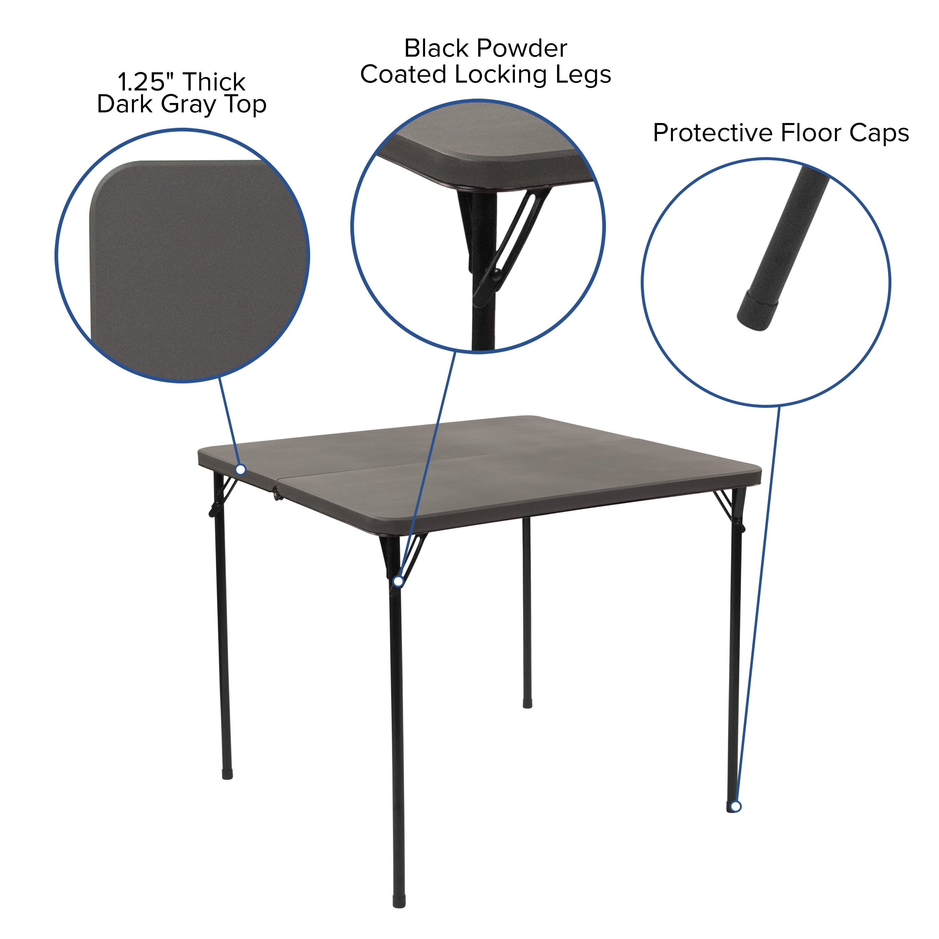 Folding table with handle store
